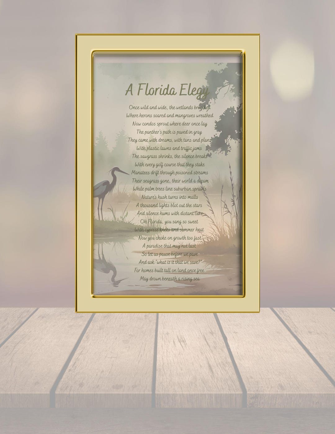Florida Wetlands Poem Printable Wall Art – Environmental Nature Poetry ...