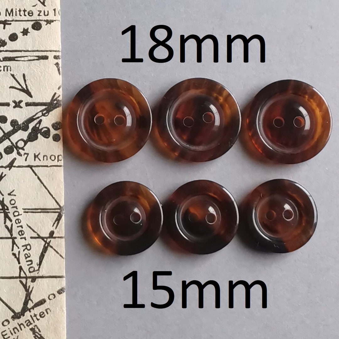 Amber Mottled Brown Buttons 18mm (3/4") 15mm (5/8") 2 Hole Buttons for ...