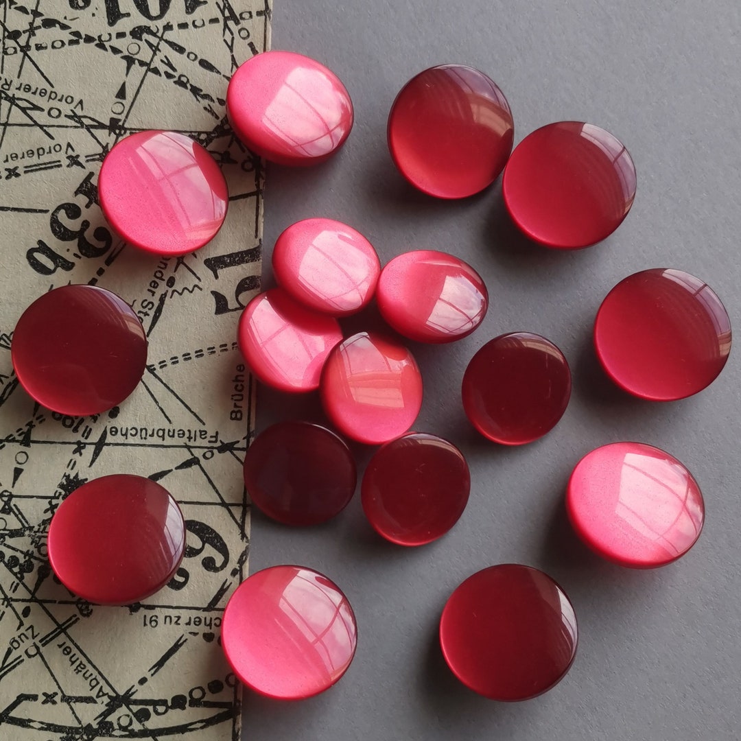 6 Pcs Red Pearlized Shank Buttons 20mm 17mm Shiny Dress Blouse Jacket ...