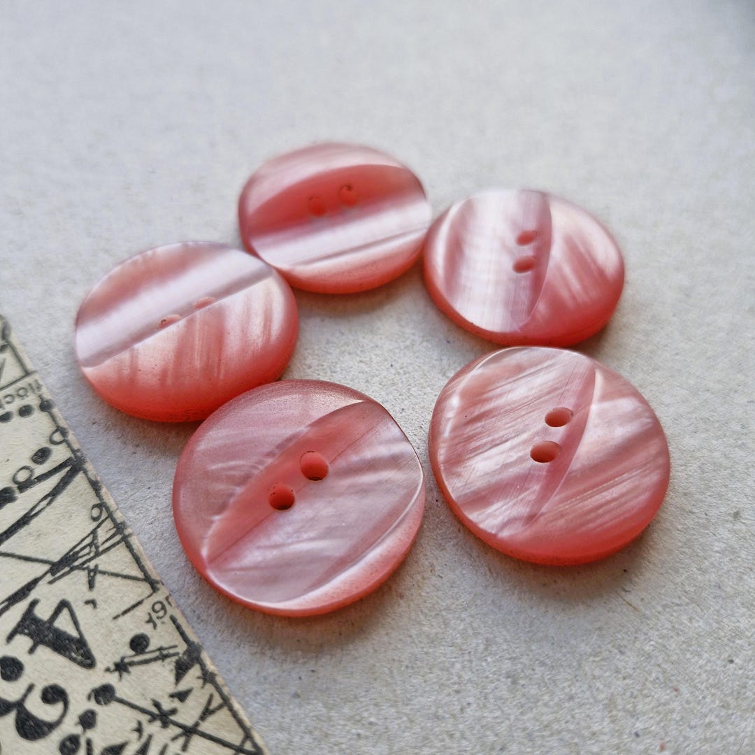 5pcs Vintage Pink Pearlized Buttons Large Coat Buttons 26mm Jacket ...