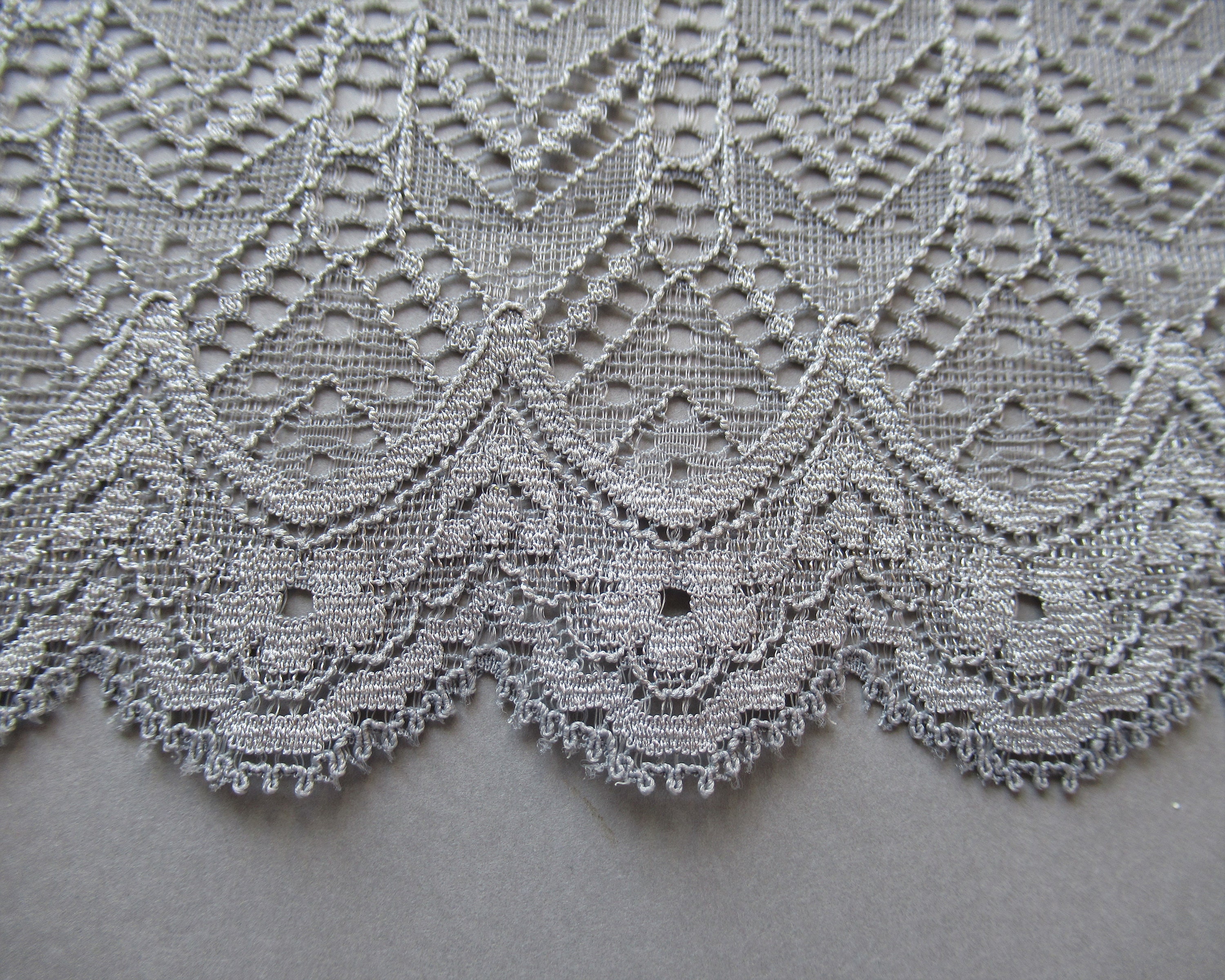 Grey Stretch Lace Trim Double Edge Galloon Lace 17 Cm / 6 6/8 Elastic ...