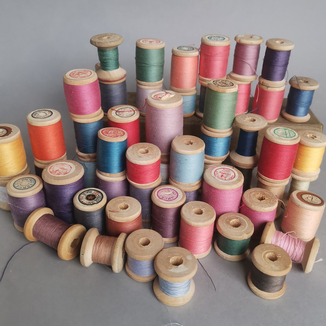 Vintage Wooden Spools Cotton Sewing Thread Bobbins - Etsy