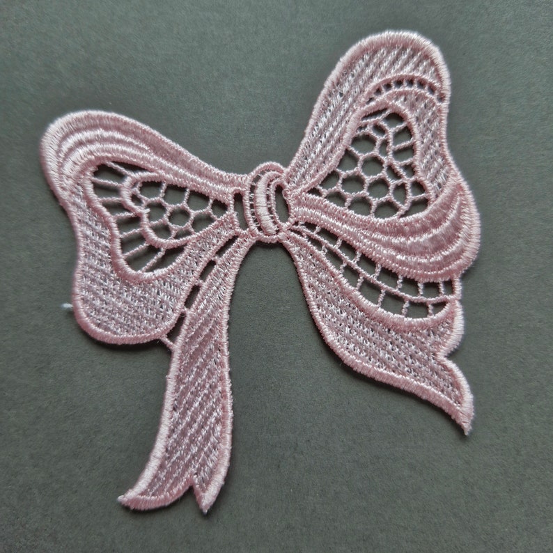 Lace Bow Applique Pink Brown Sew on Embroidered Patch 1 Piece - Etsy