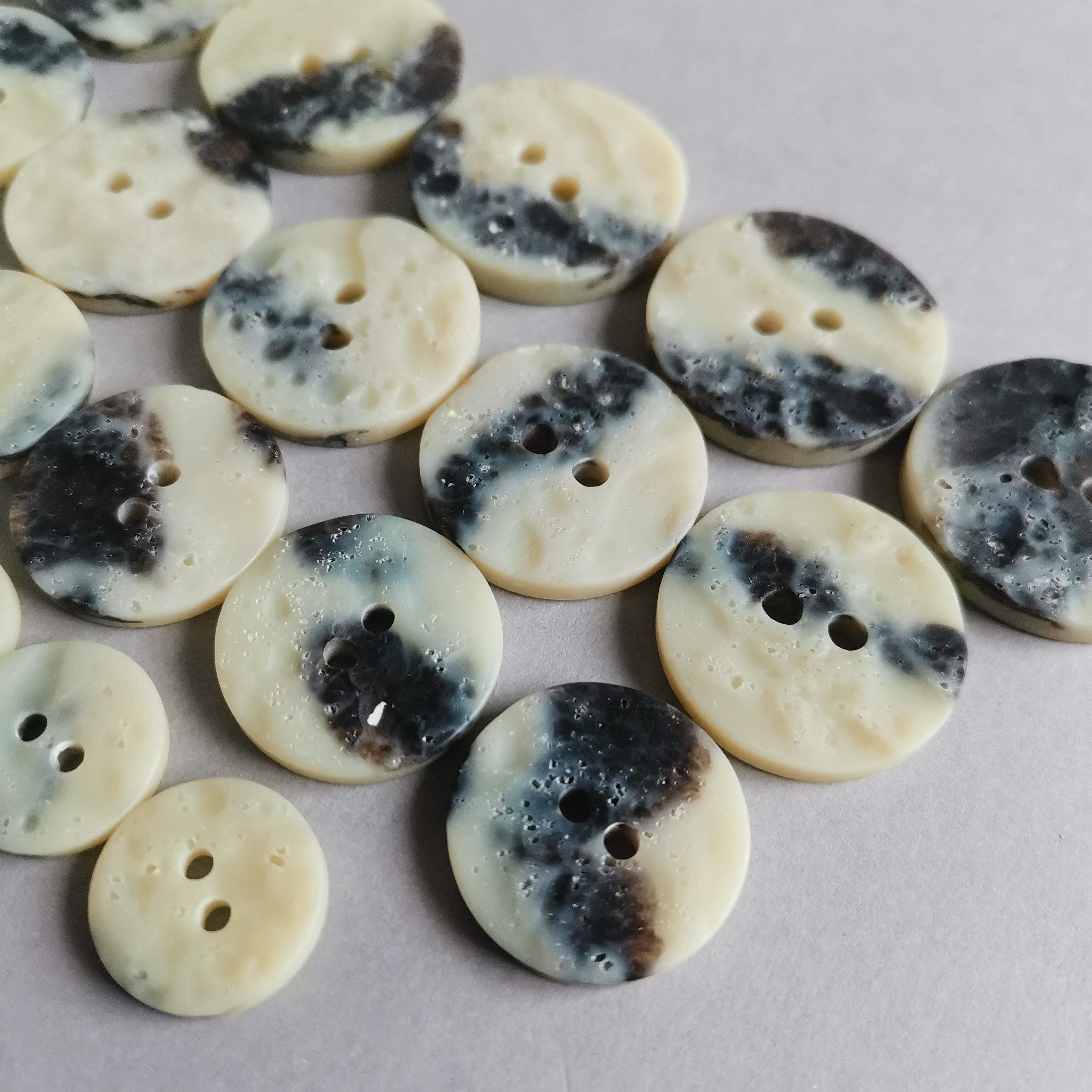 Ivory Grey Marble Textured Two Hole Buttons for Coat Jacket Trench ...