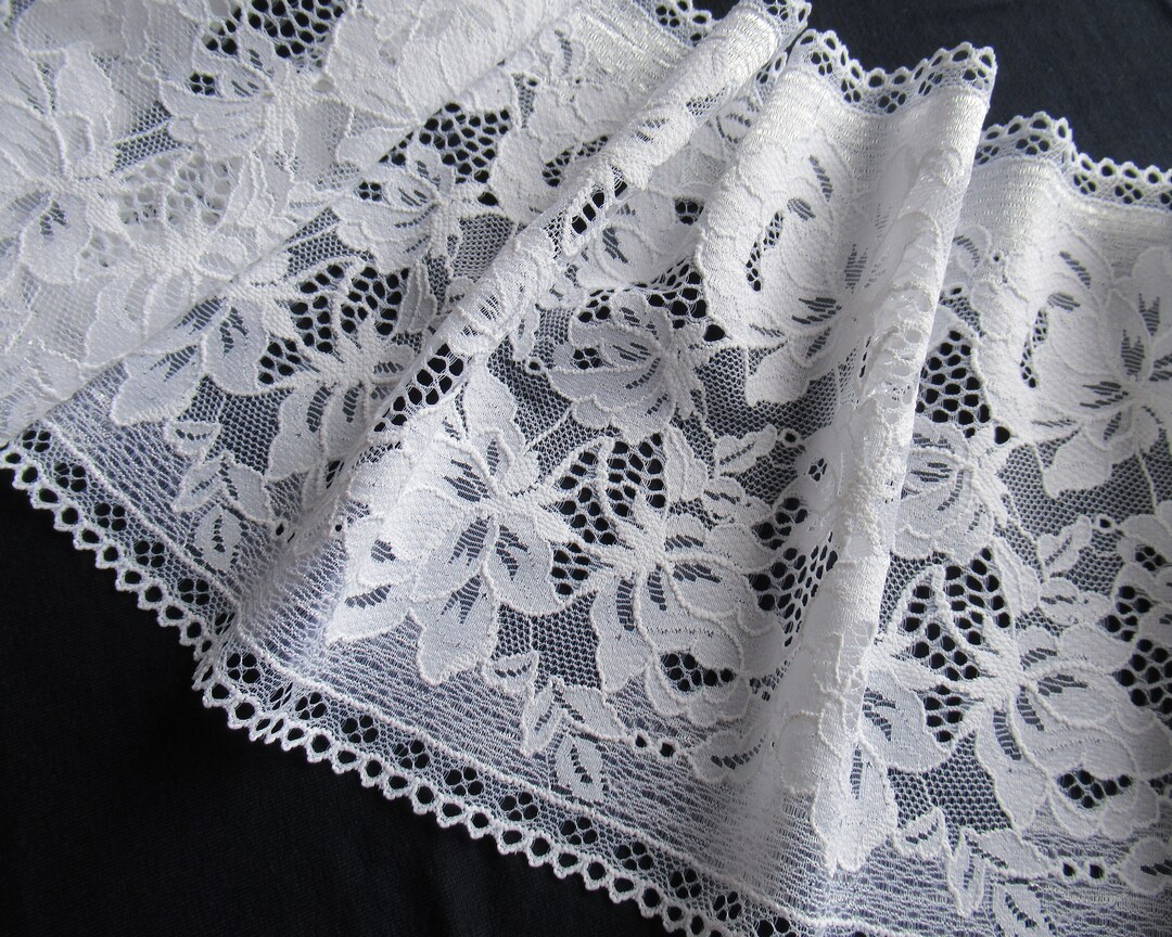 White Bridal Stretch Lace Trim Double Edge Galloon 18 Cm / 7" Wedding ...