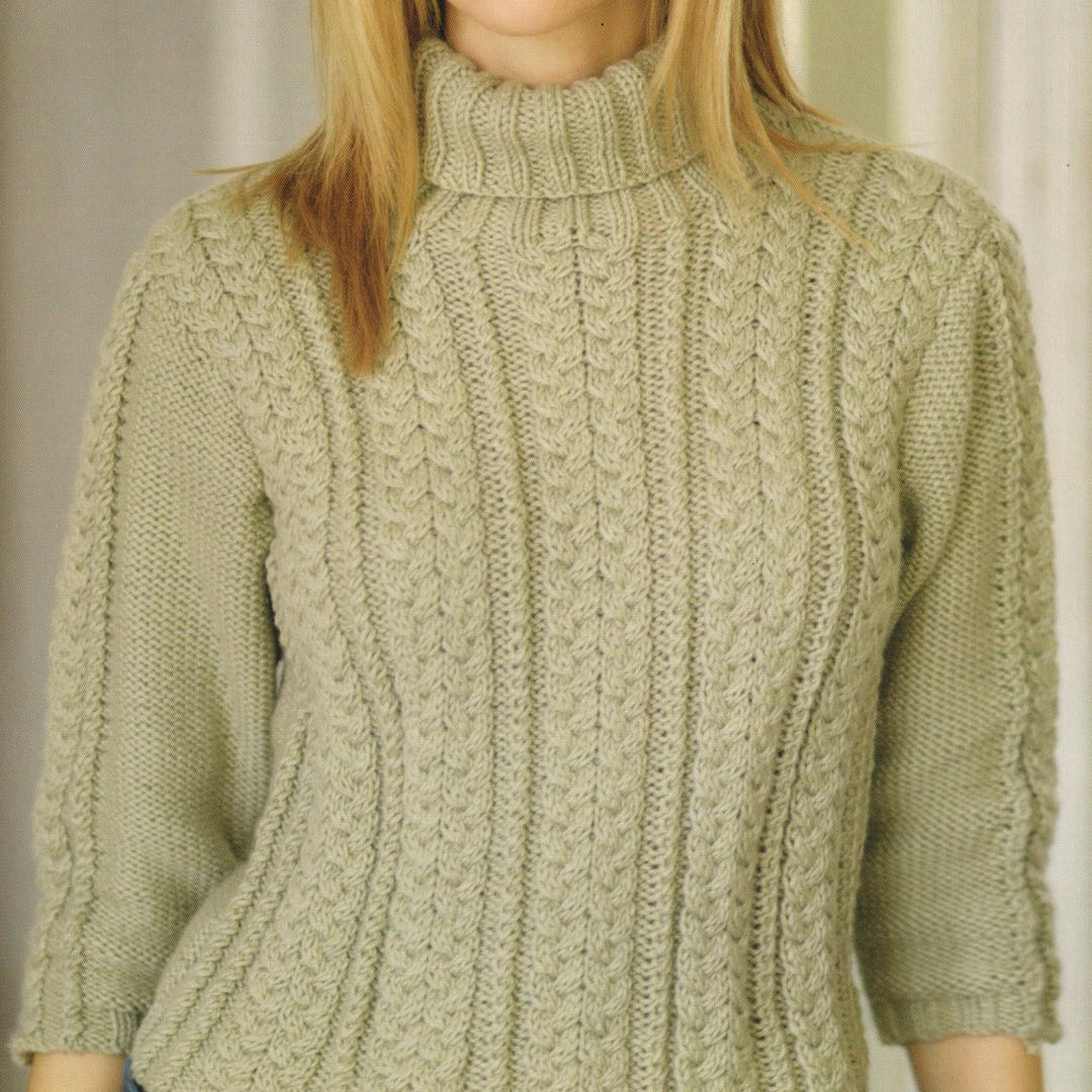 Cable Sweater Knitting Pattern Instant PDF Download Knitted Cabled ...