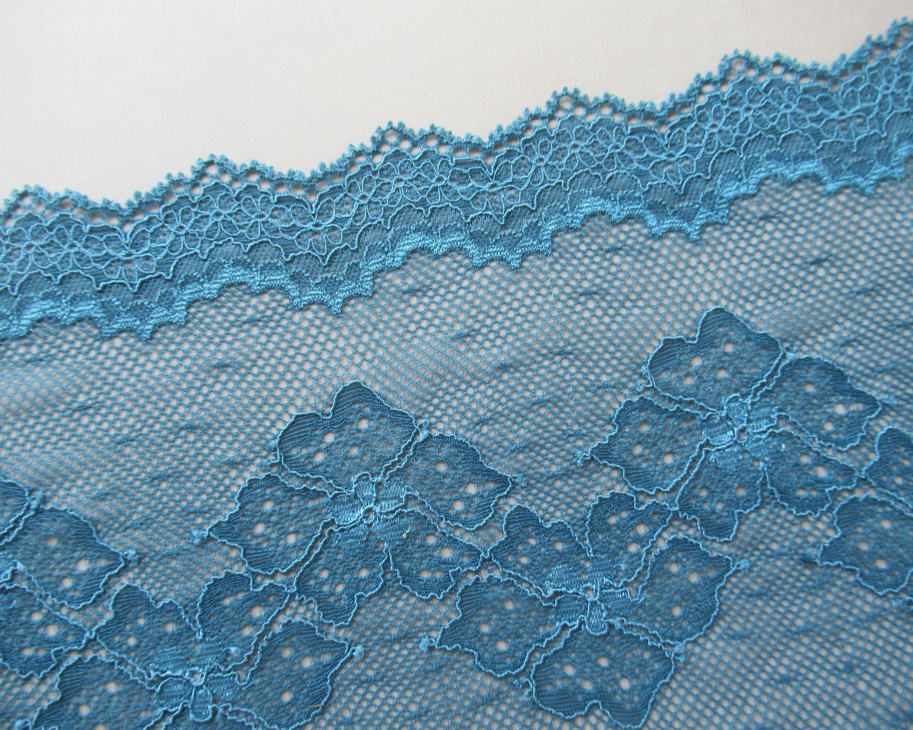 Teal Stretch Lace Trim Mesh Lace Trim Double Edge Galloon Lace 16.5 Cm ...