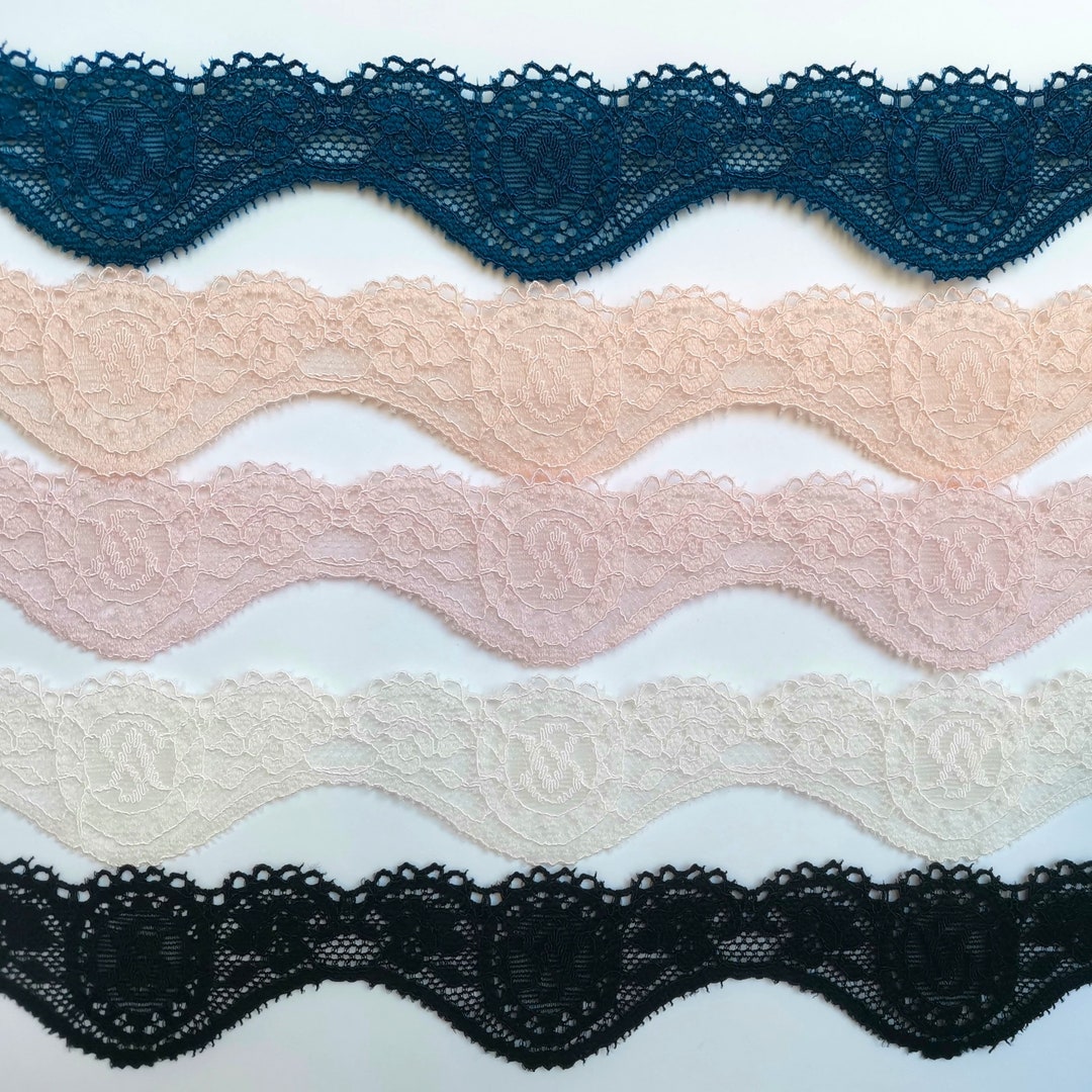 Narrow Stretch Lace Trim Victoria Secret 3 Cm / 1 2/8" Blue Peach Pink ...