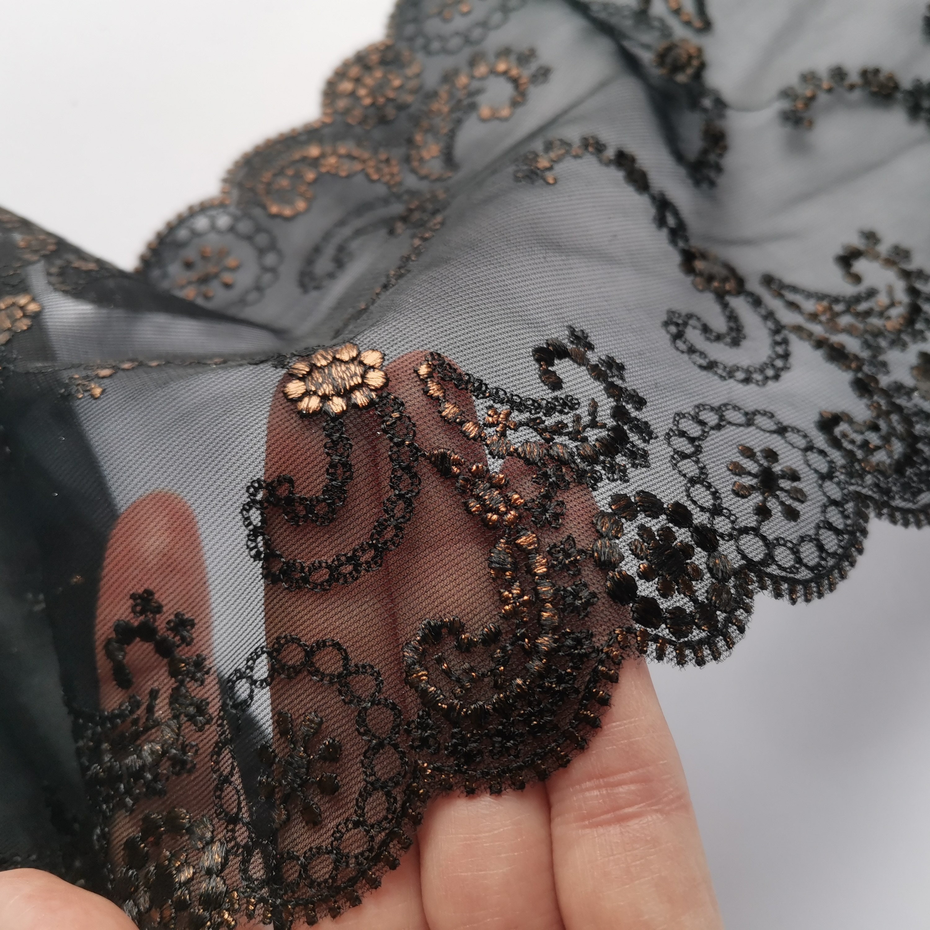 Black Bronze Lace Trim 16 Cm / 6 2/8 Wide Bra Underwear Sewing Lace ...