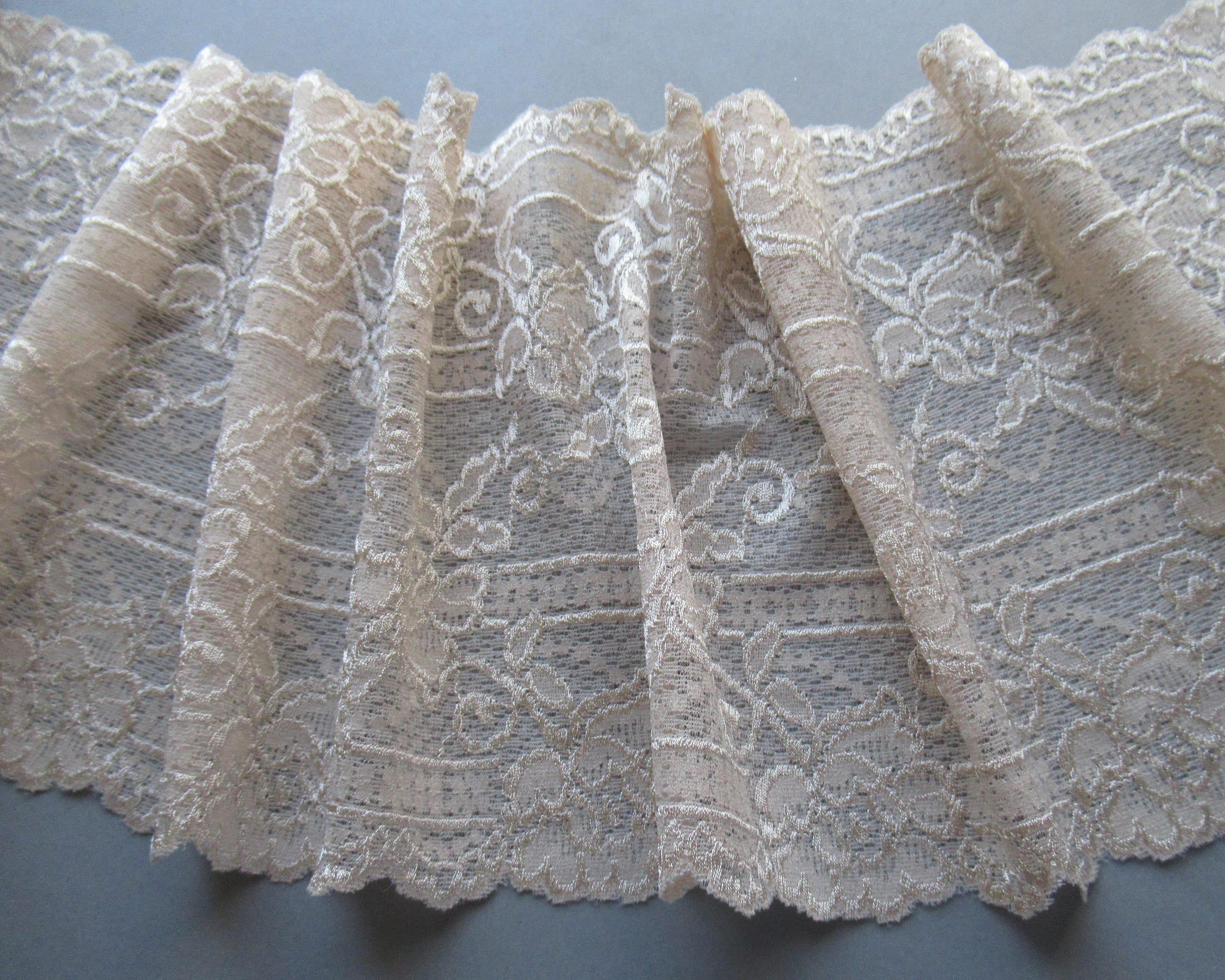 Cream Stretch Lace Trim Floral Double Edge Galloon Lace 17.5 - Etsy