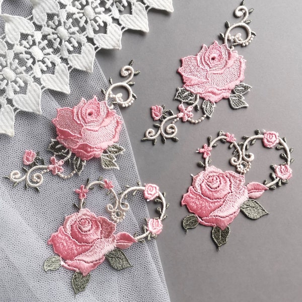 Pink Rose Applique - Etsy