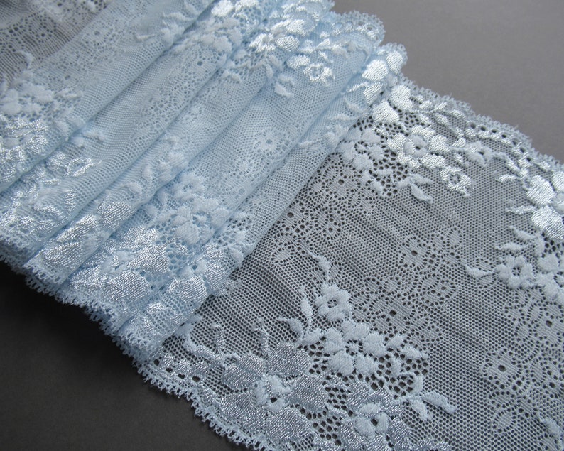 Blue Wedding Lace Mesh Double Edge Galloon Stretch Lace Trim 16 Cm / 6 ...