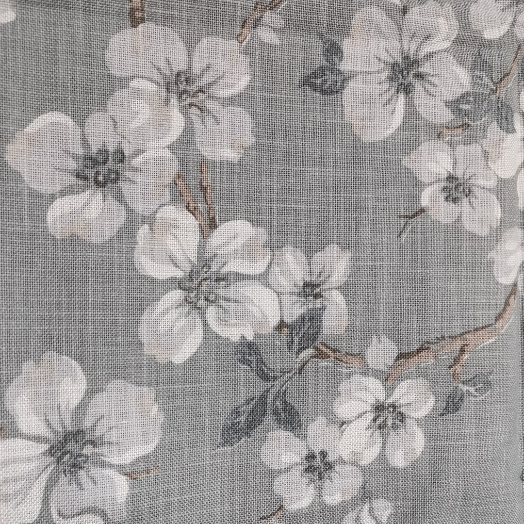 Laura Ashley Iona Slate Grey Linen Fabric Remnant 1.5 Meters Floral ...