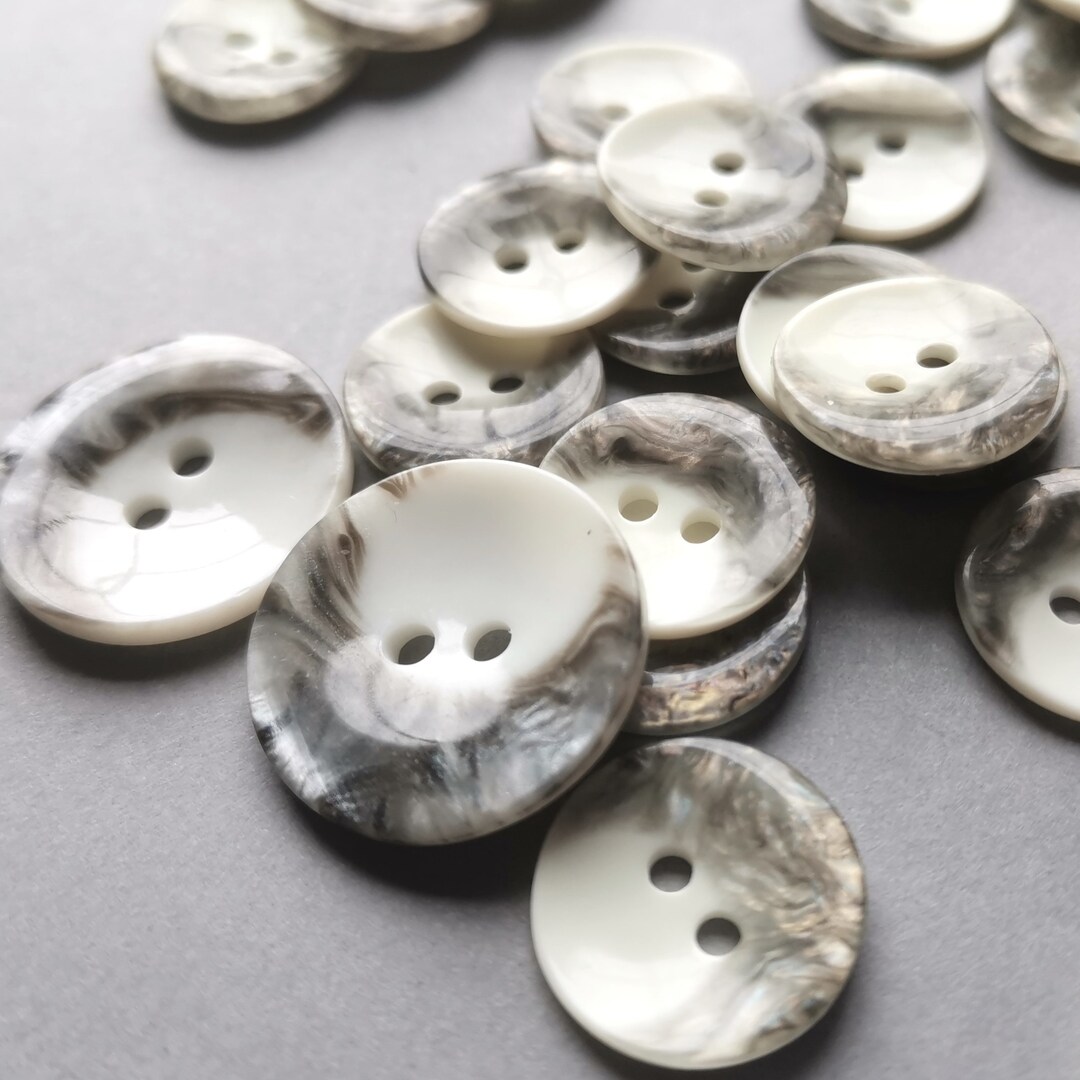 White Grey Mottled 20mm 15mm Pearlized 2 Hole Buttons for Shirt Dress ...