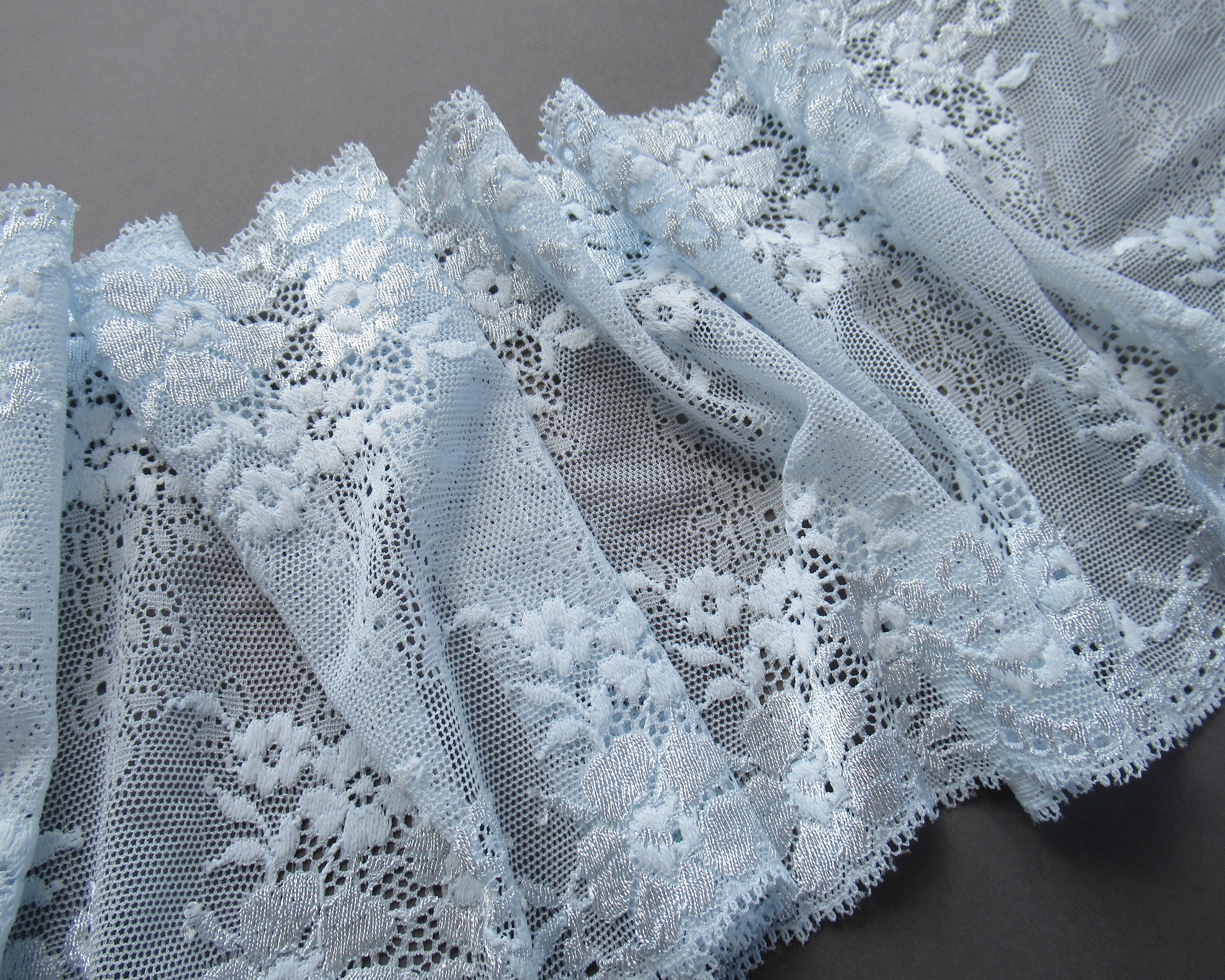 Blue Wedding Lace Mesh Double Edge Galloon Stretch Lace Trim 16 Cm / 6 ...
