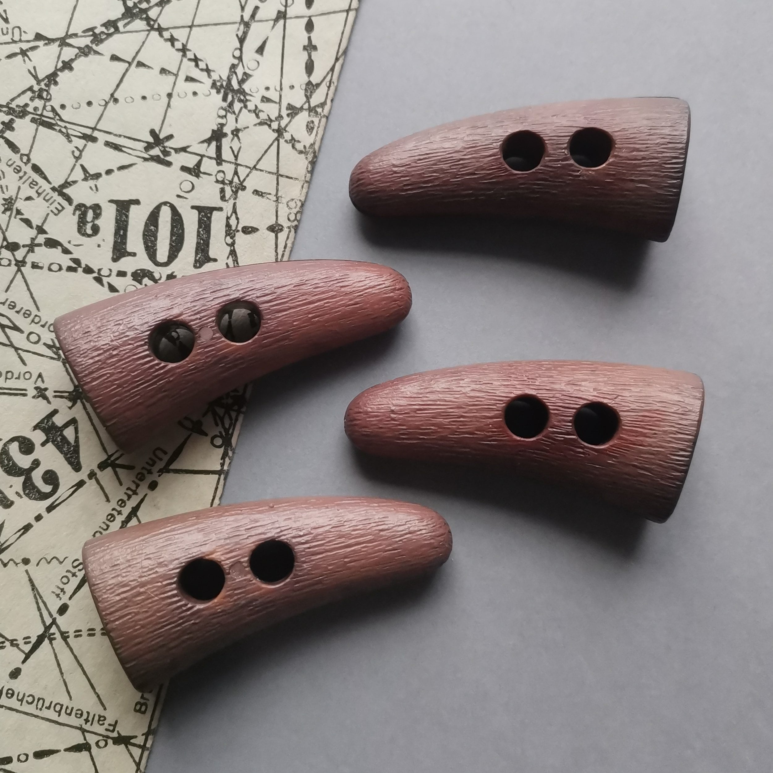 4 Vintage Toggle Buttons for Coat Jacket Trench Duffle Brown Black ...