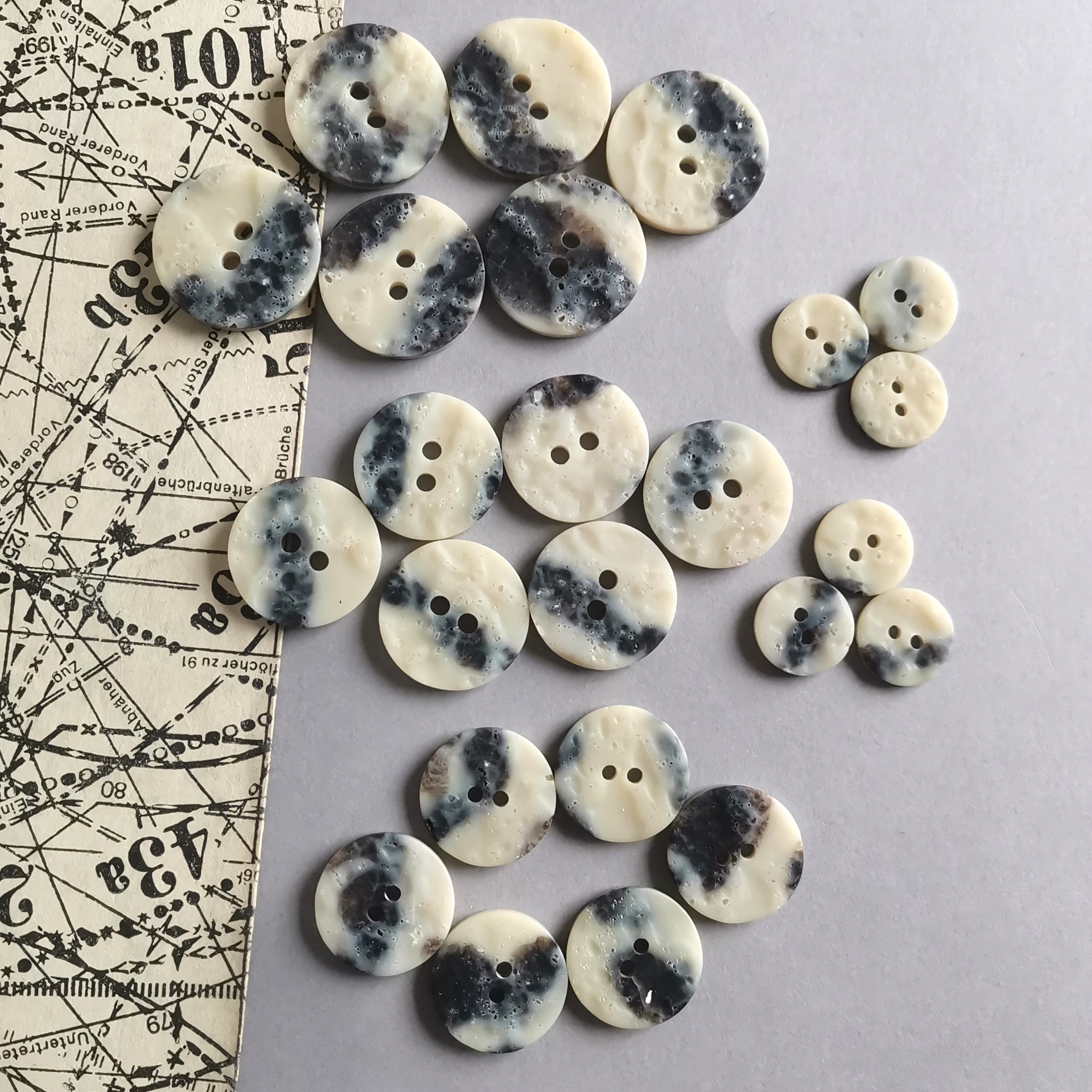 Ivory Grey Marble Textured Two Hole Buttons for Coat Jacket Trench ...