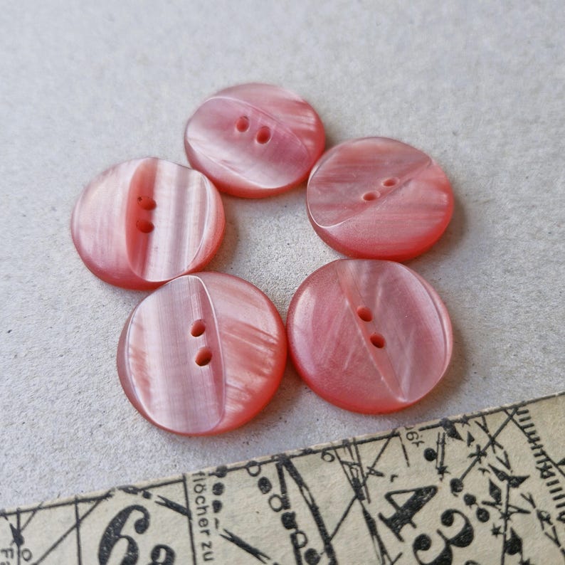 5pcs Vintage Pink Pearlized Buttons Large Coat Buttons 26mm Jacket ...