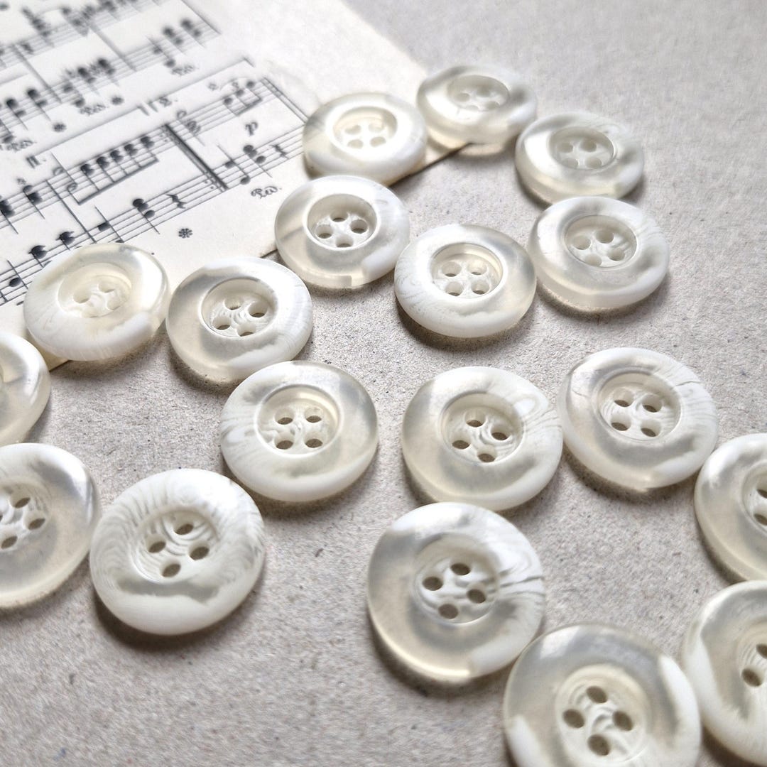 6pcs White Clear 4 Hole Buttons for Blouse Shirt Dress Skirt Jacket ...