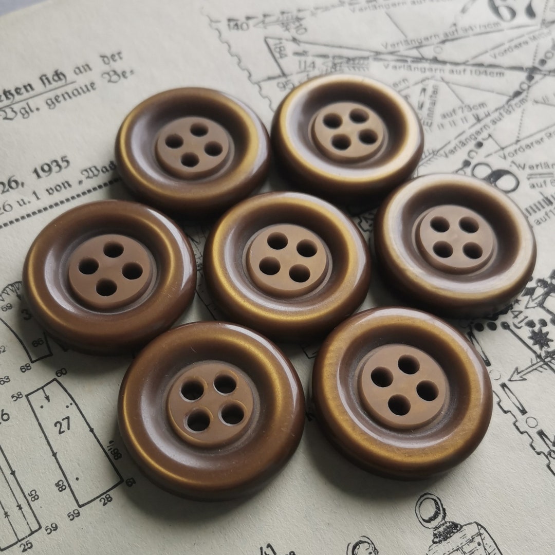 5 Vintage Brown Large Coat Buttons 30mm Jacket Trench Buttons for ...