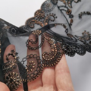Black Bronze Lace Trim 16 Cm / 6 2/8" Wide Bra Underwear Sewing Lace ...