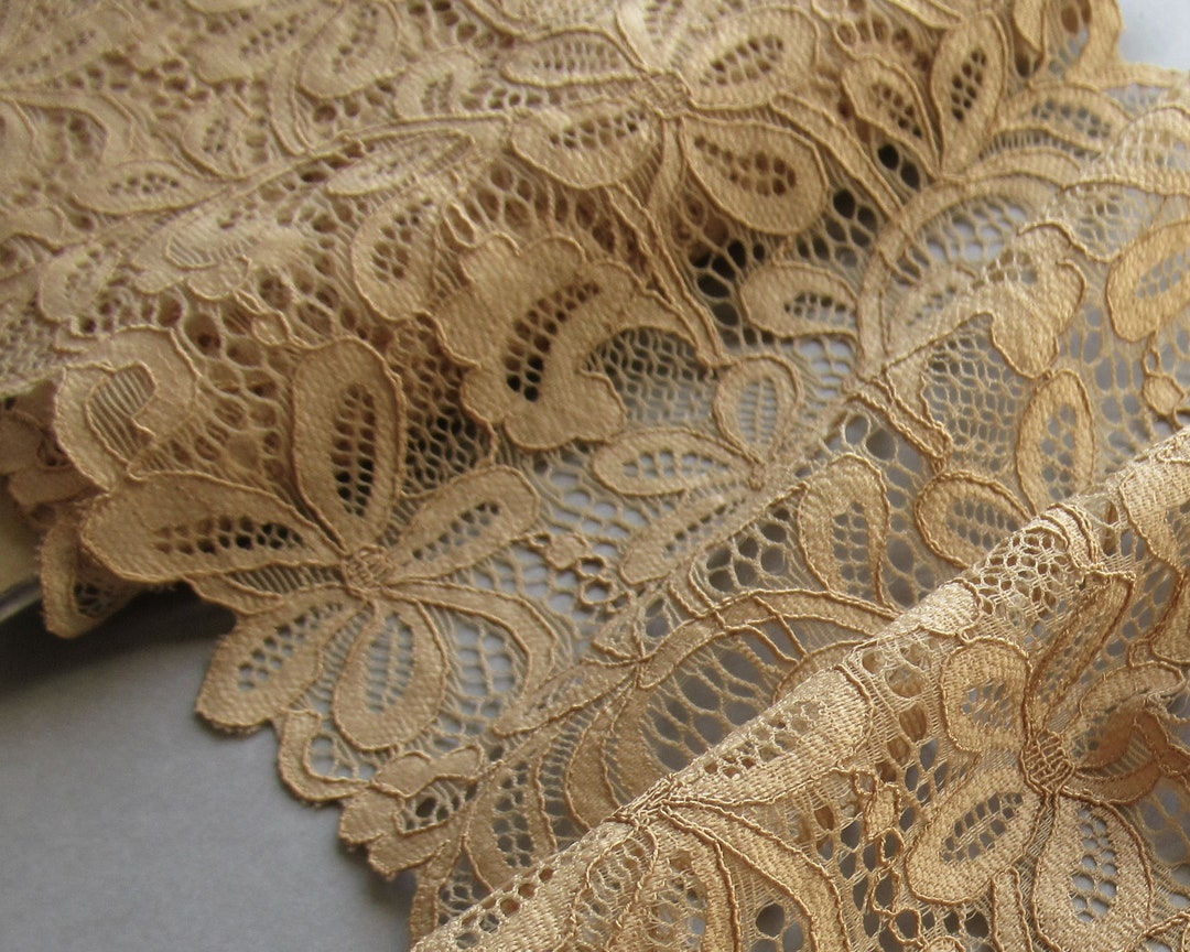 Camel Stretch Lace Trim Double Edge Galloon Lace 16.5 Cm / 6 1/2 ...
