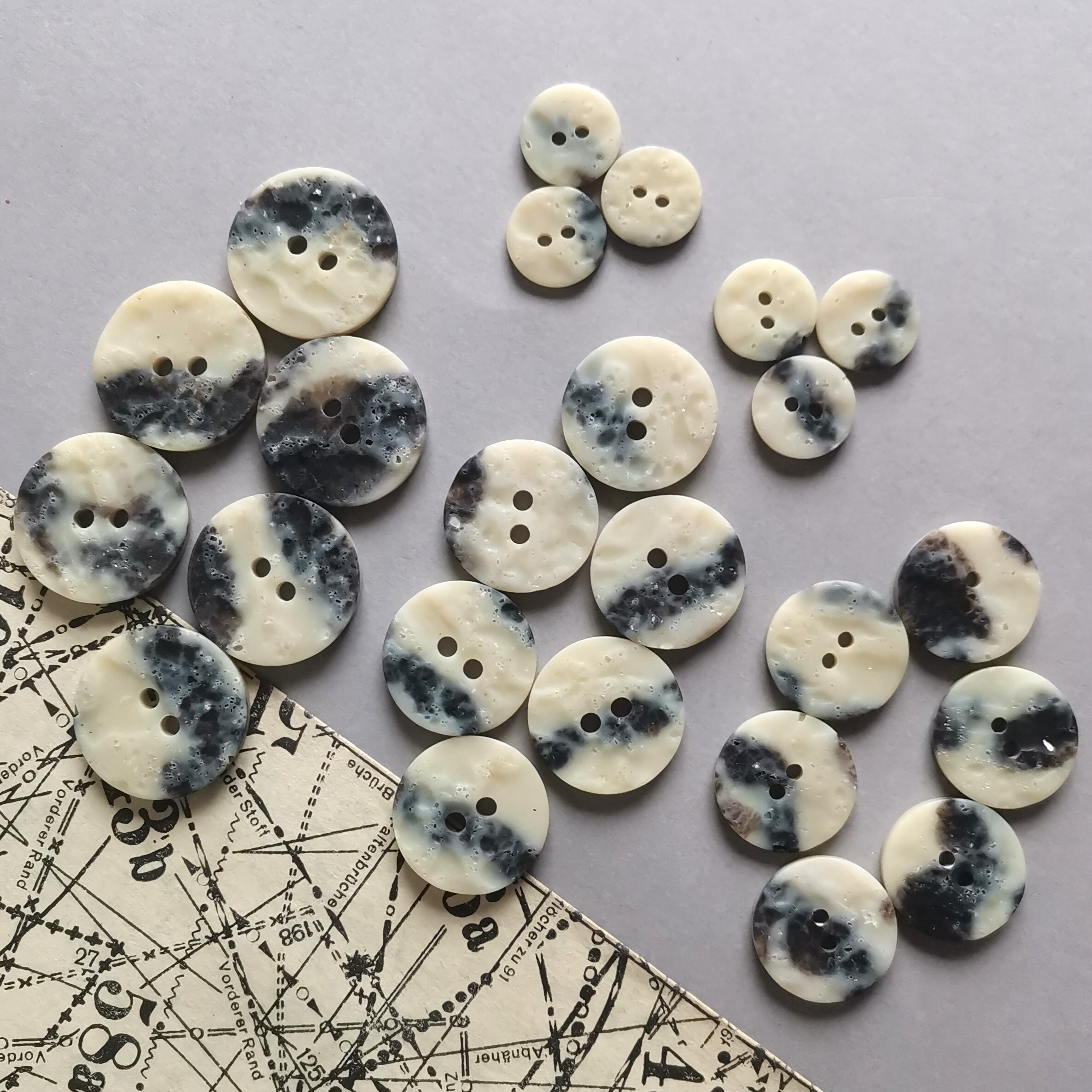 Ivory Grey Marble Textured Two Hole Buttons for Coat Jacket Trench ...