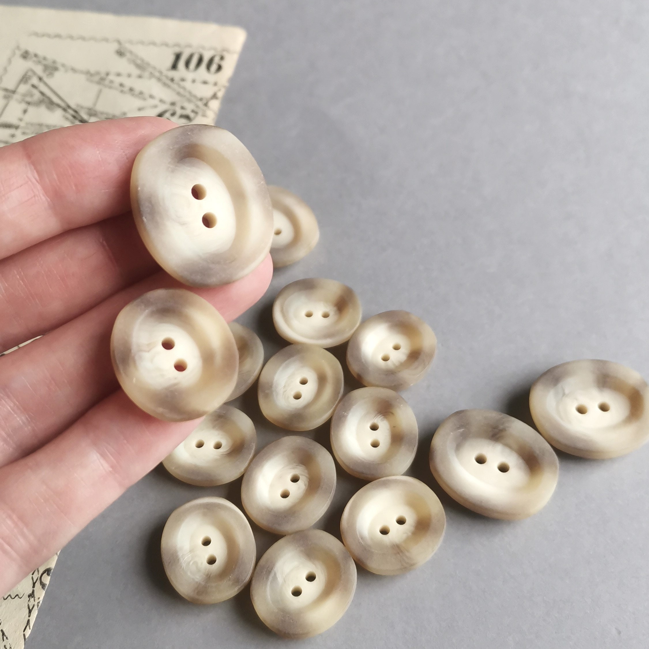 Ivory Beige Oval Buttons for Coat Jacket Trench Large 2 Hole Buttons ...