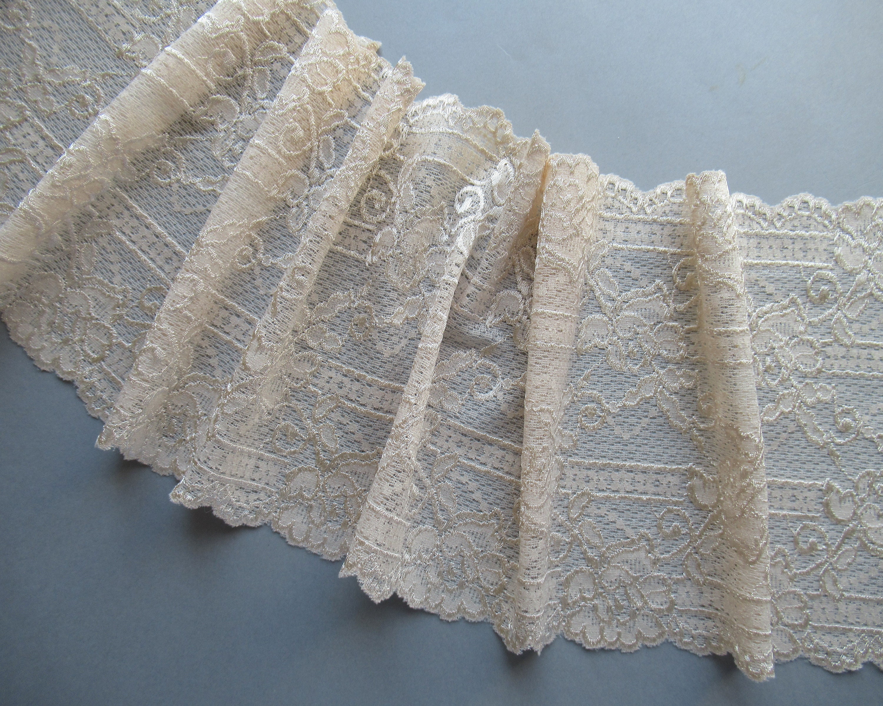 Cream Stretch Lace Trim Floral Double Edge Galloon Lace 17.5 - Etsy