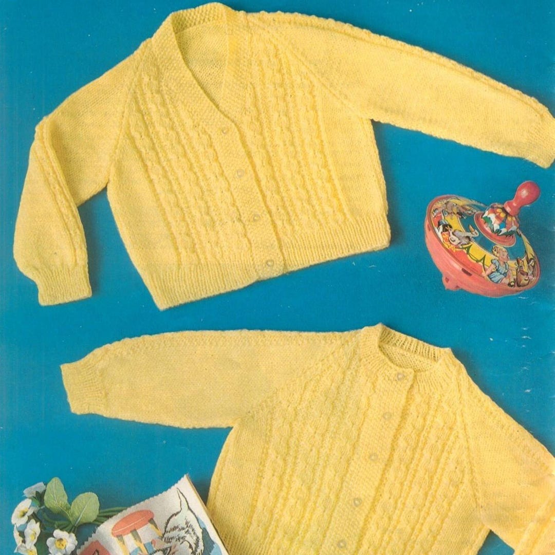Baby Cable Cardigan Knitting Pattern - Instant PDF Download Vintage ...