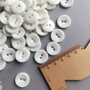 10 White 2 Hole Buttons 18mm for Blouse Shirt Dress Skirt Jacket Round ...