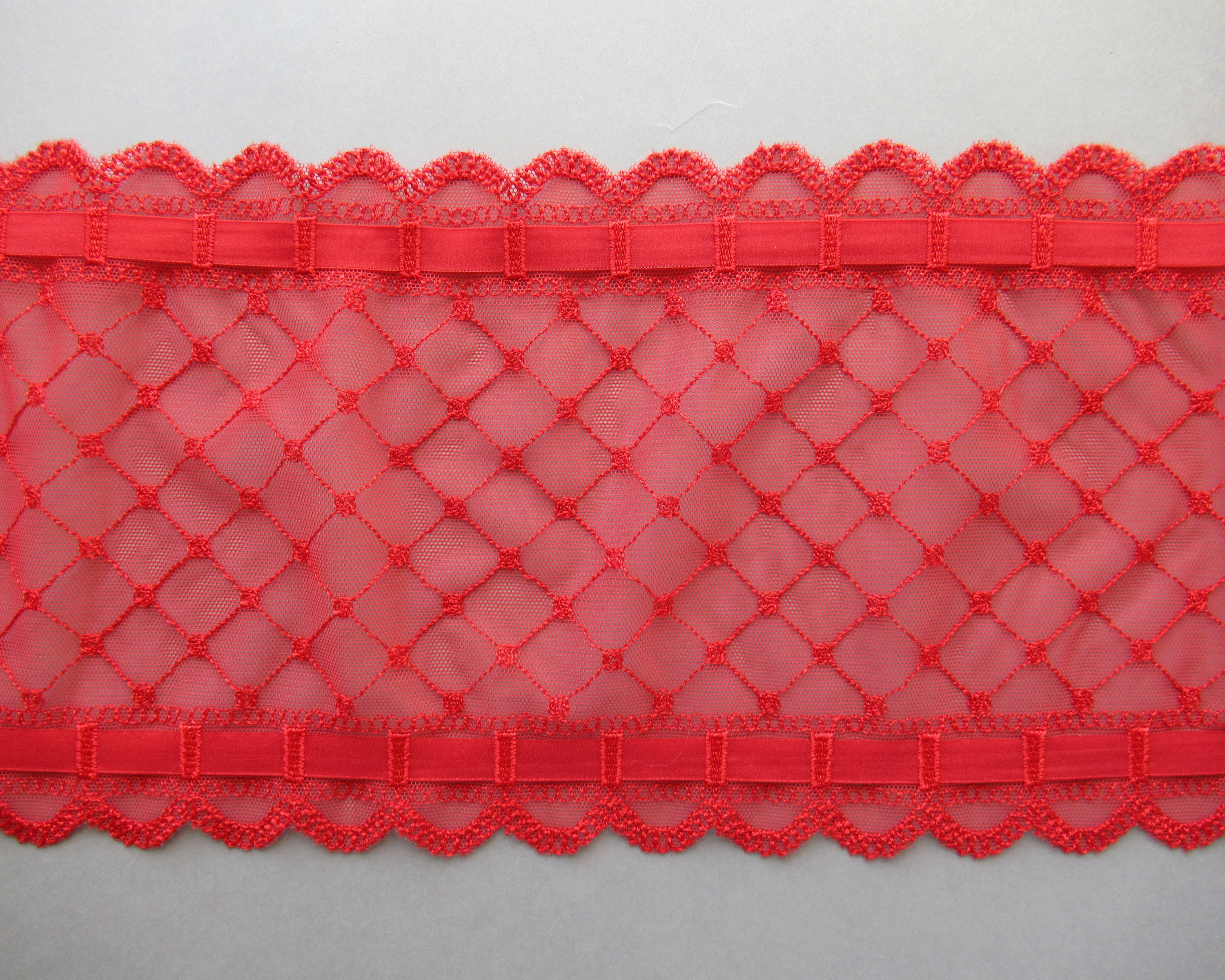 Red Stretch Lace Trim Mesh Lace Trim Double Edge Galloon Lace 16 Cm / 6 ...