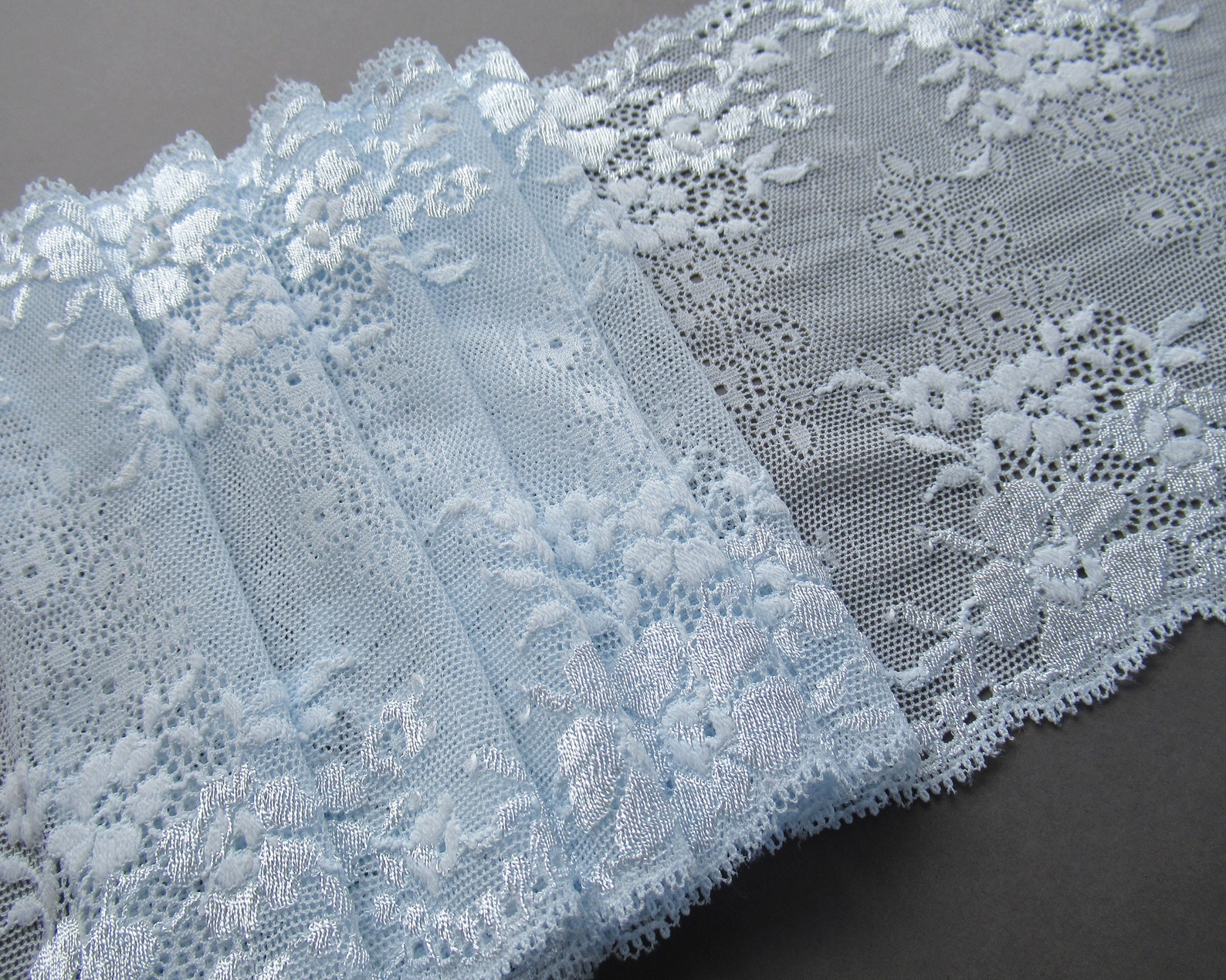 Blue Wedding Lace Mesh Double Edge Galloon Stretch Lace Trim 16 Cm / 6 ...