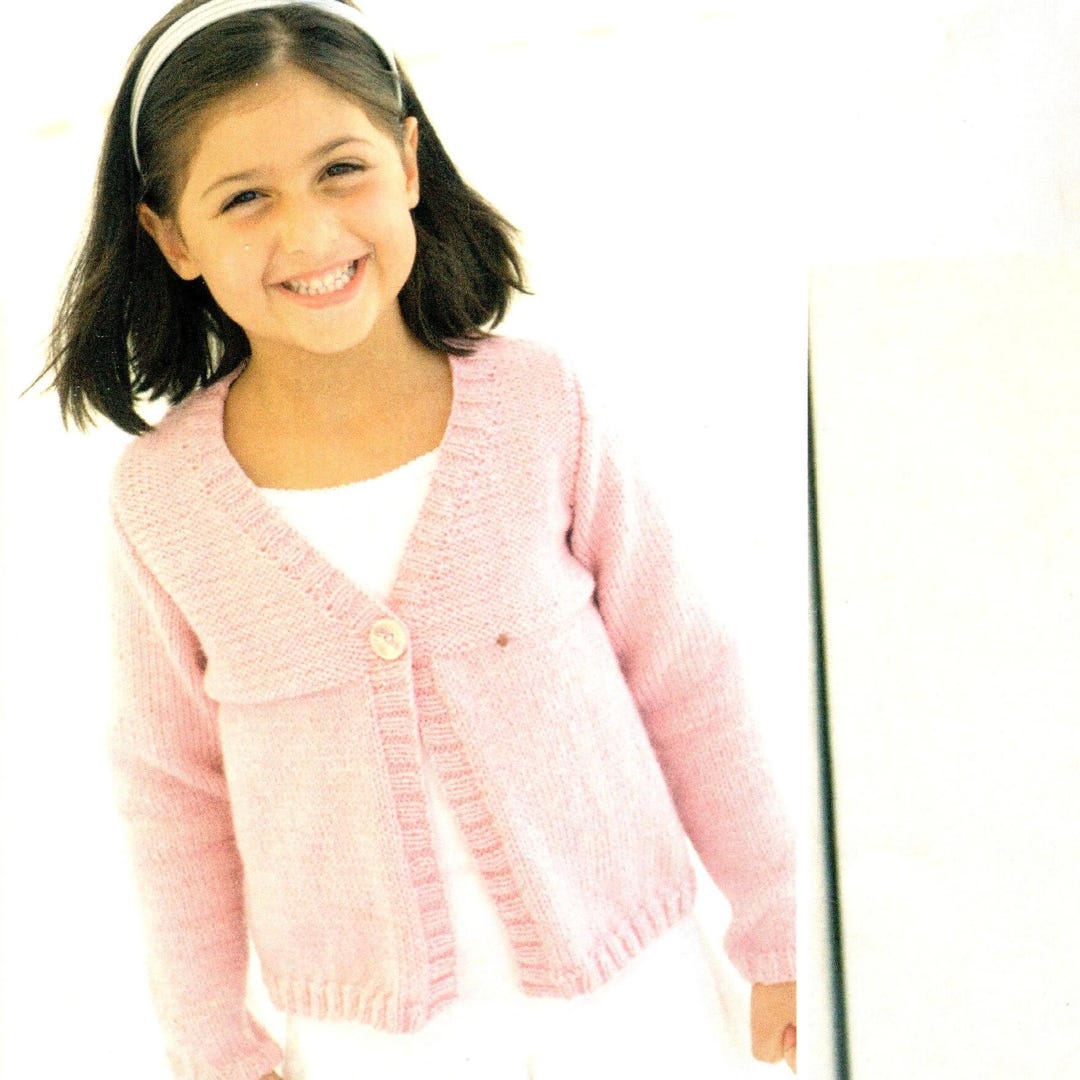 Easy Knit Girls Cardigan Knitting Pattern 2 - 13 Years Instant PDF ...