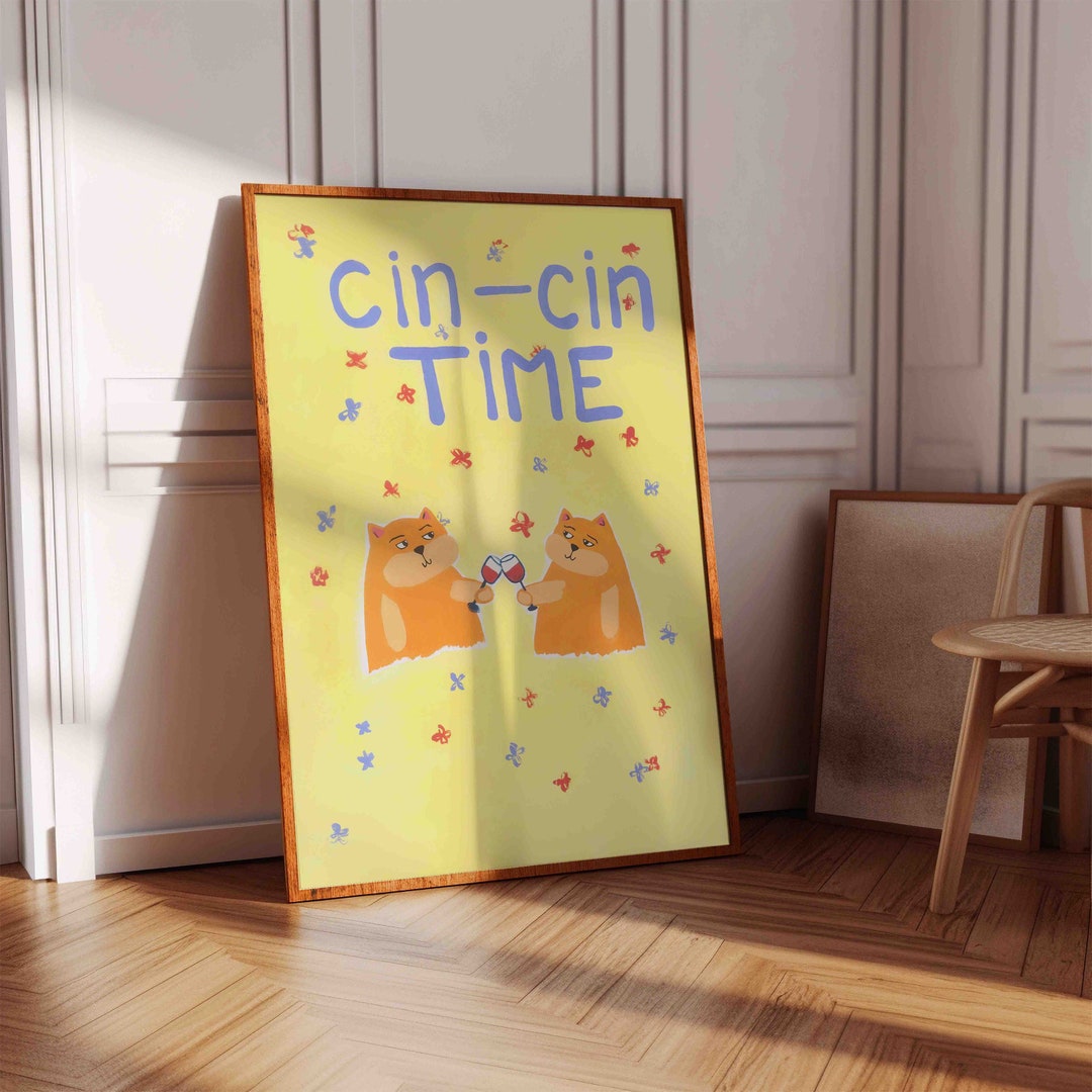 Cute Cat Poster, Funny Animal Art Print, Kitchen & Home Decor, Gift for ...