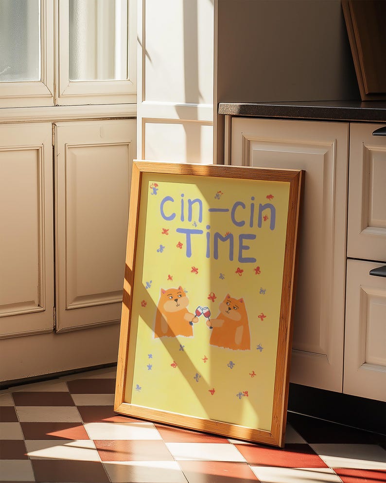 Cute Cat Poster, Funny Animal Art Print, Kitchen & Home Decor, Gift for ...