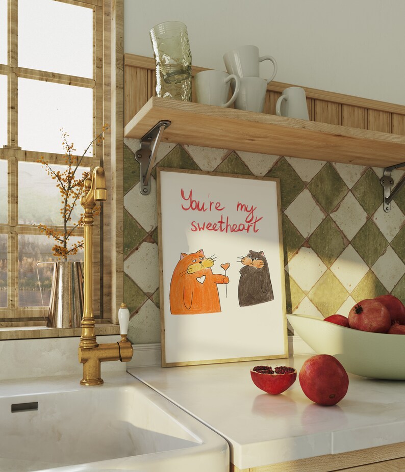 Maximalist Poster Cat Wall Art Modern Colorful Eclectic Animal Wall Art ...