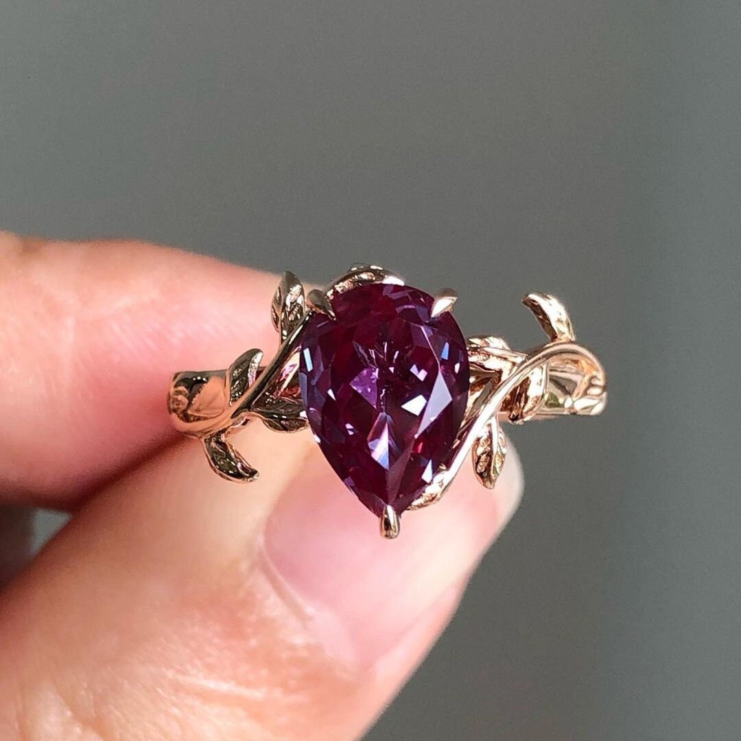 2.30CT Pear Shaped Ruby Gemstone Jewelry Engagement Rings Anniversary ...