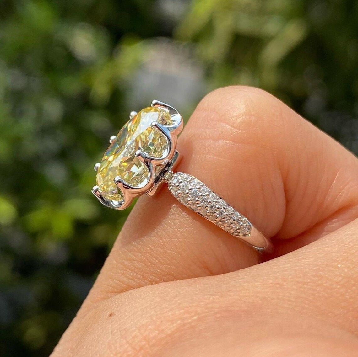 Fancy Yellow Moissanite Engagement Ring 14k White Gold Ring - Etsy