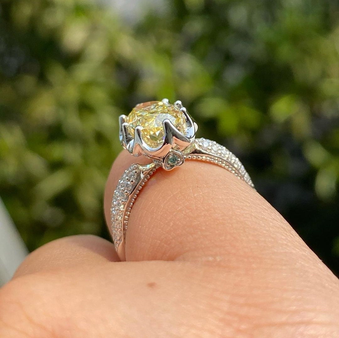 Fancy Yellow Moissanite Engagement Ring 14k White Gold Ring - Etsy