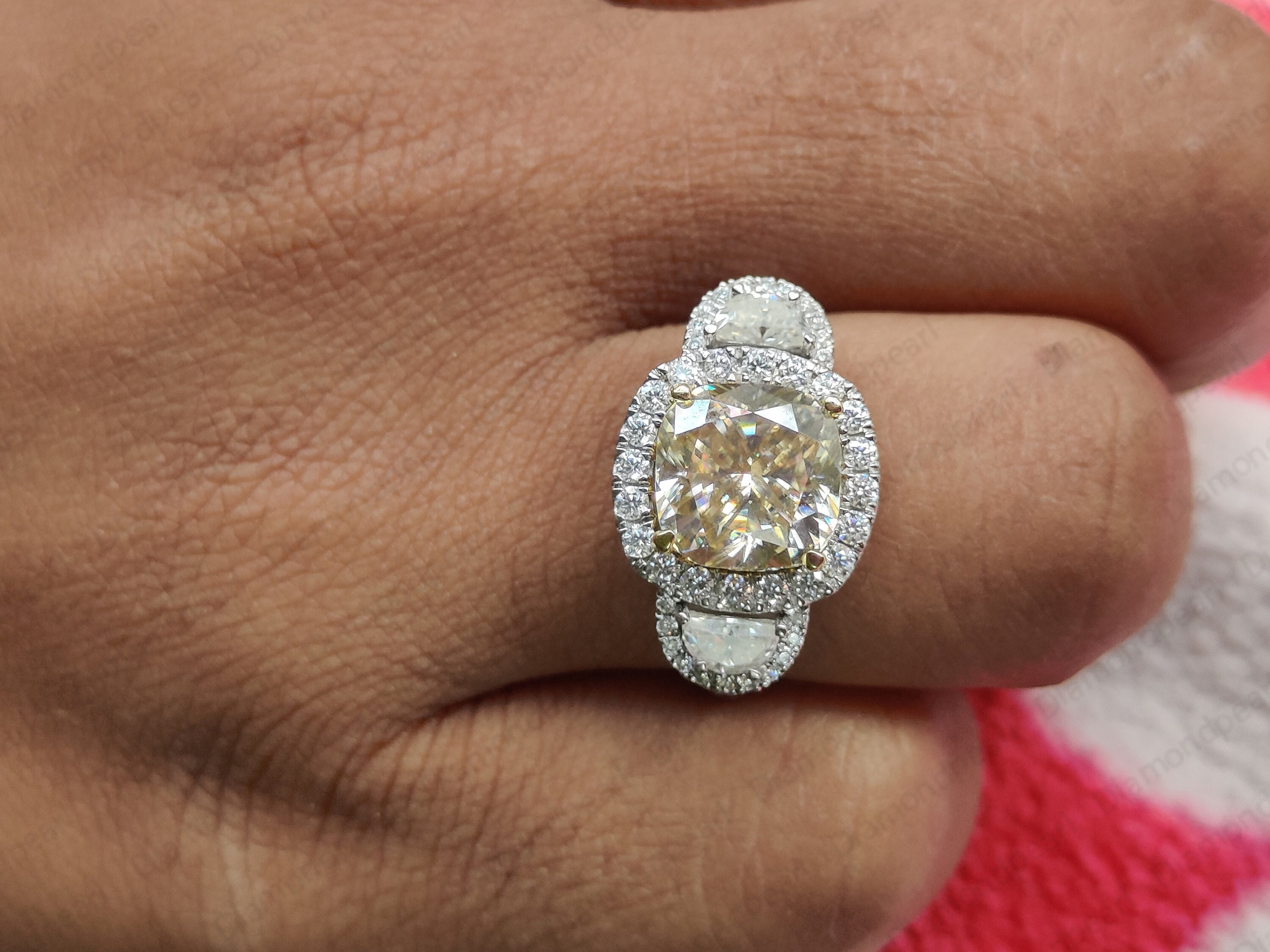 Fancy Yellow Moissanite Engagement Ring, 14 KT Whitegold Ring, Canary ...