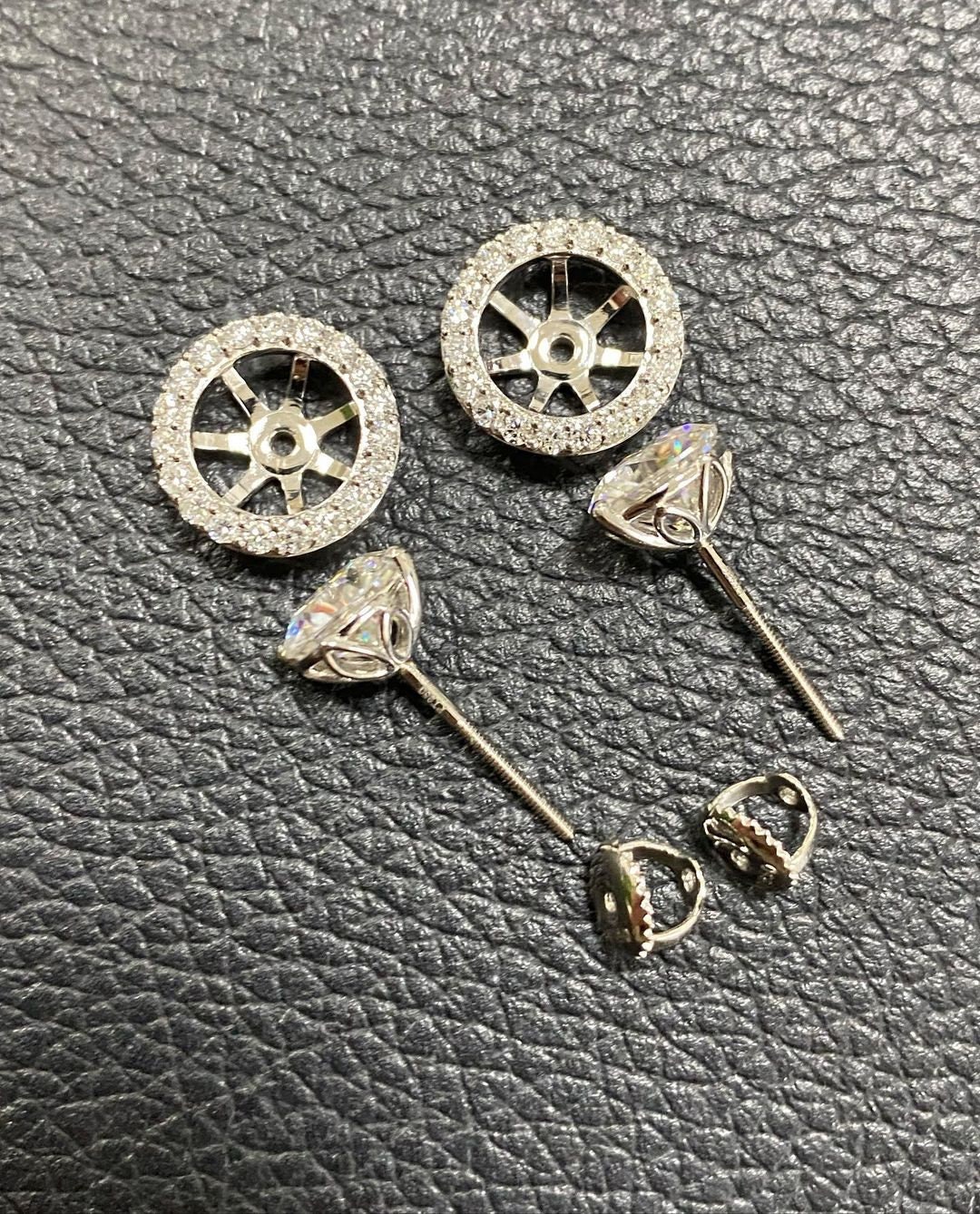 2ct Moissanite Earrings, Removable Halo Earrings Ear Jacket, Detachable ...