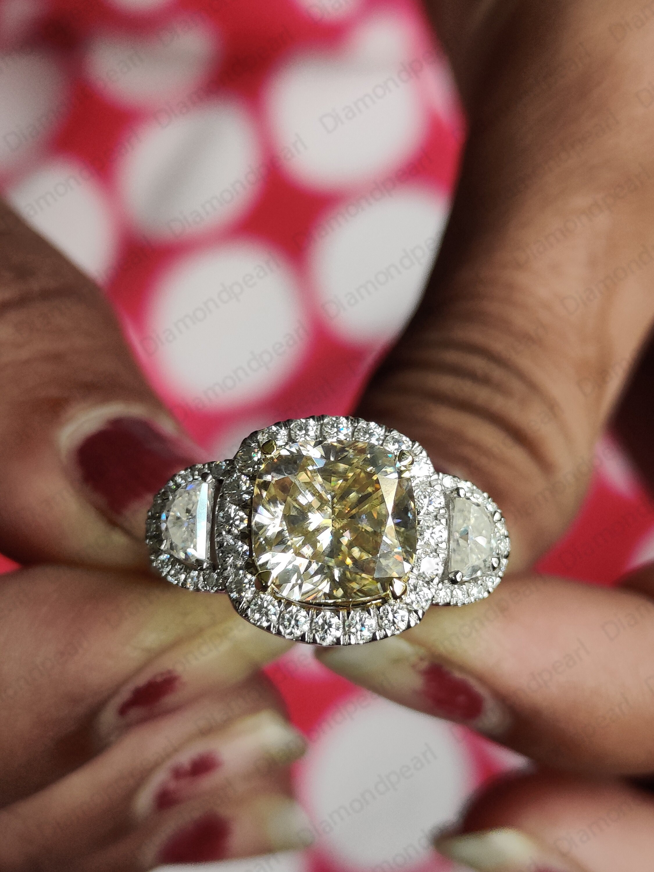 Fancy Yellow Moissanite Engagement Ring, 14 KT Whitegold Ring, Canary ...