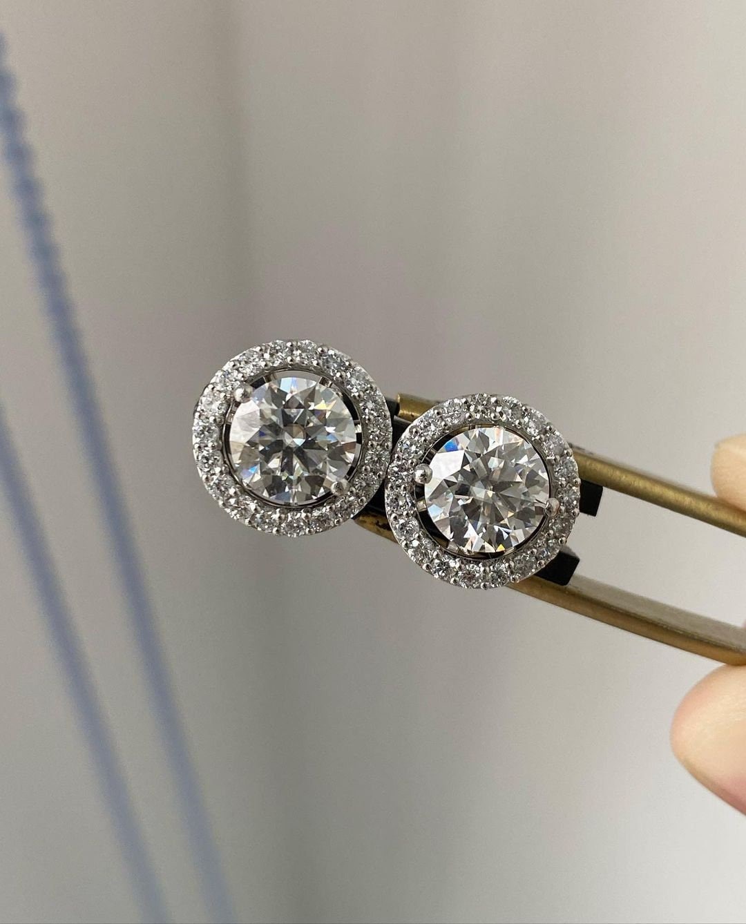 2ct Moissanite Earrings, Removable Halo Earrings Ear Jacket, Detachable ...