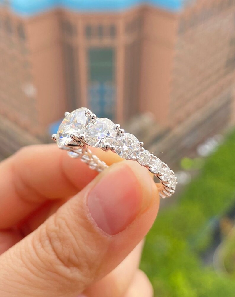 Moissanite Engagement Ring V Shape Set Moissanite Engagement Ring ...