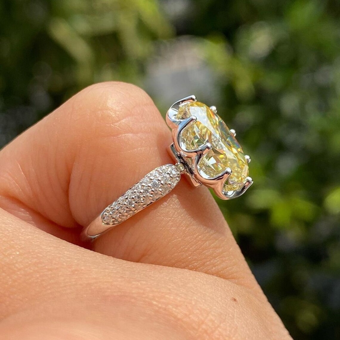 Fancy Yellow Moissanite Engagement Ring 14k White Gold Ring - Etsy