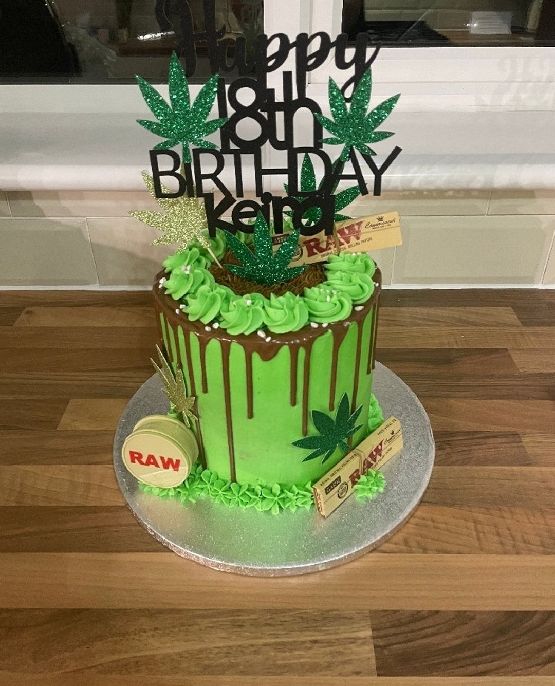 Marijuana Cake Topper With Green Glitter Leaves - Etsy UK