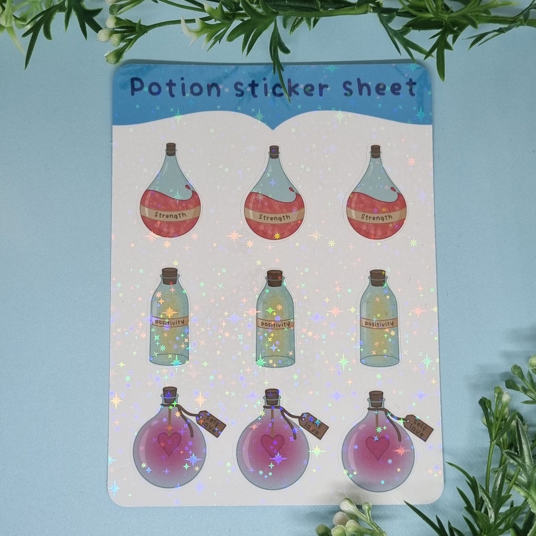 Potions Stickersheet Holographic Self Love Positivity Strength Positive ...