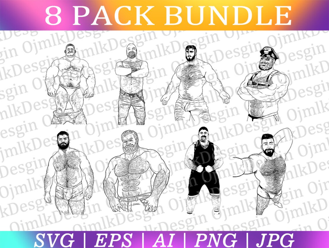 Macho Man Svg, Nude Man Svg Bundle, Male Athlete Nudists, Erotic Gay ...