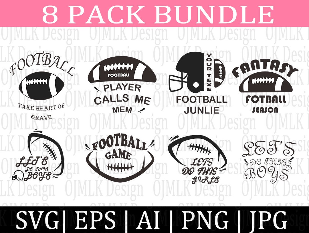 8 Pack Football Svg Bundle,football Mom SVG Bundle,football Shirt Svg ...